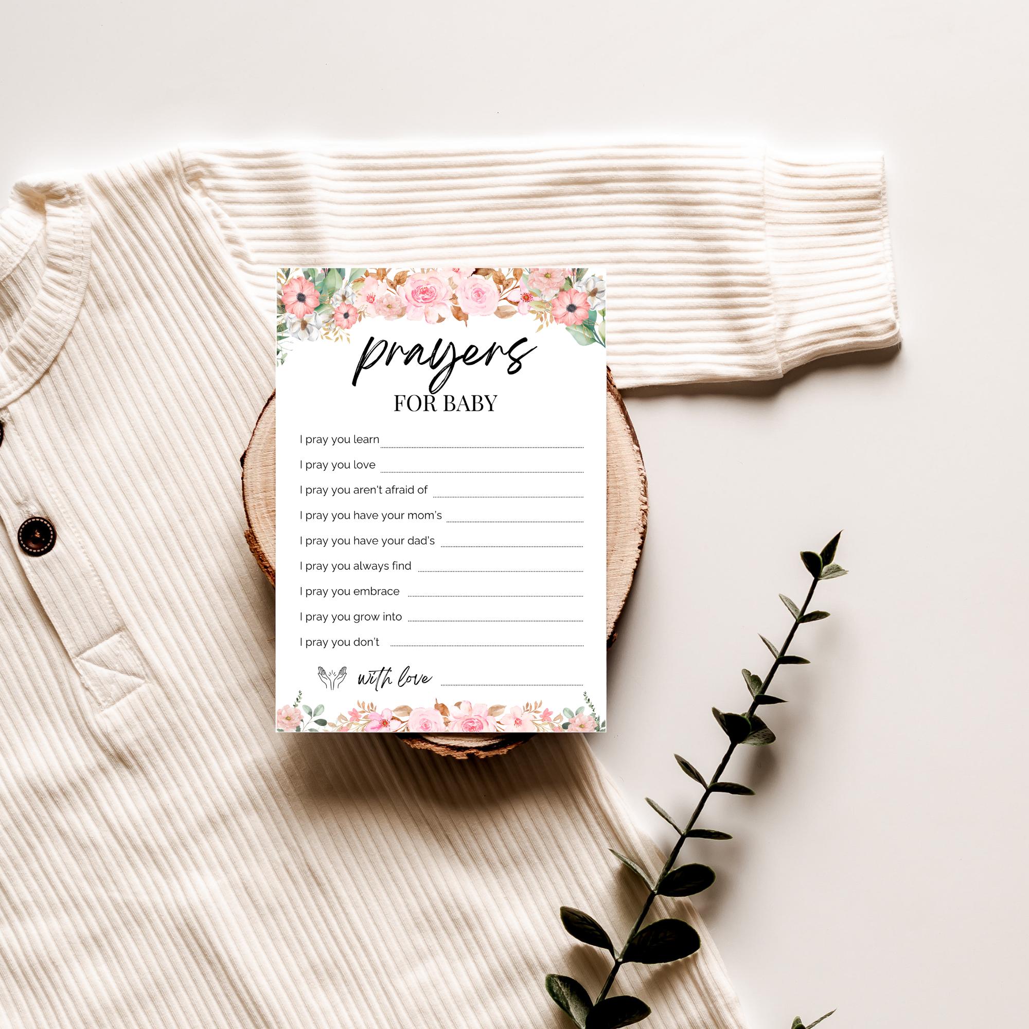 Prayers for Baby Card, Boho Prayers for Baby, Elegant Printable Baby ...