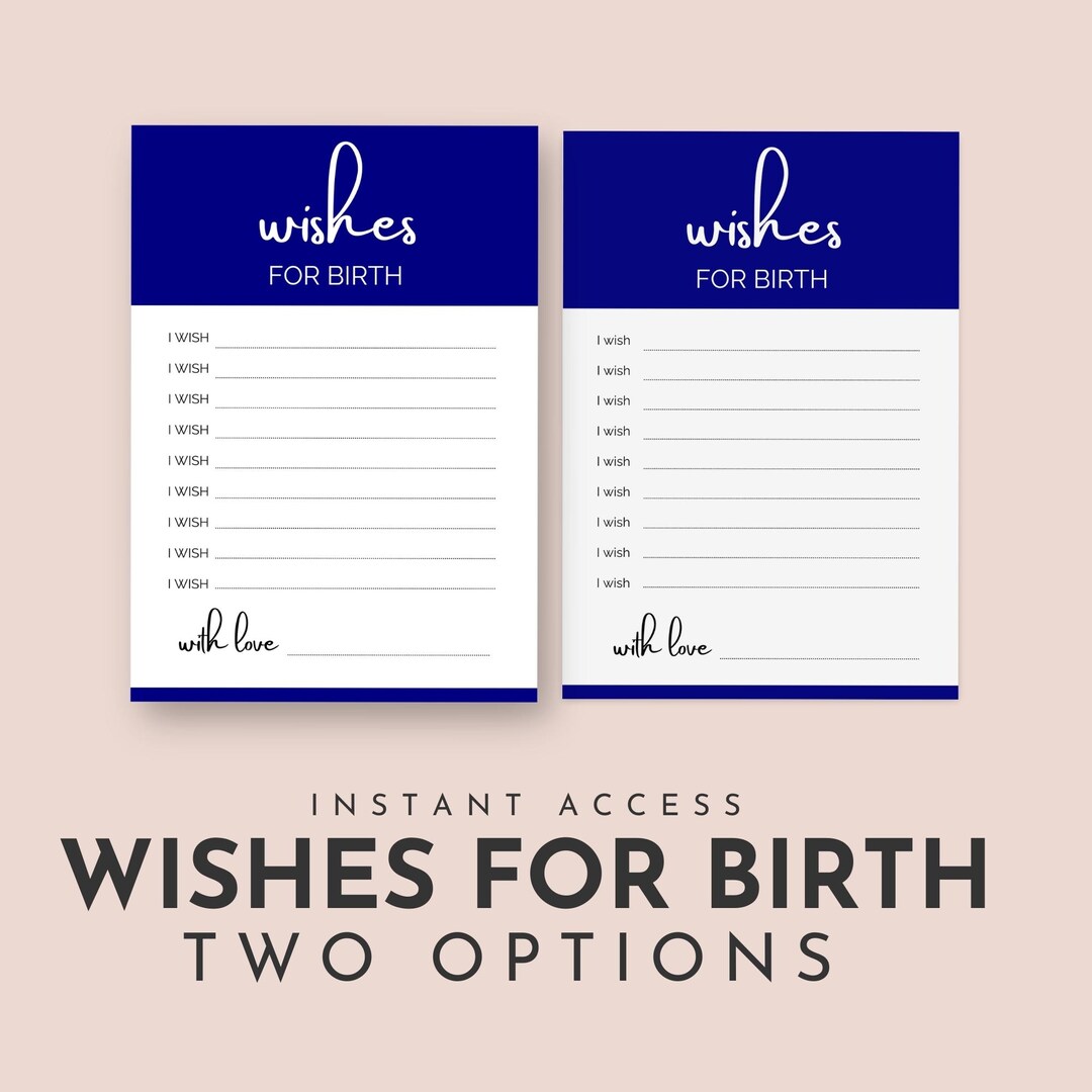 Wishes for Birth | Navy Blue Birth Cards | Printable Birth Blessings ...