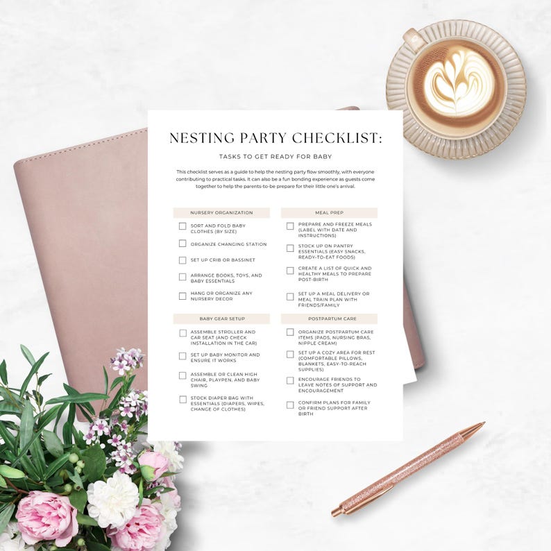 Nesting Party Checklist | Baby Shower Activity | Editable Digital ...
