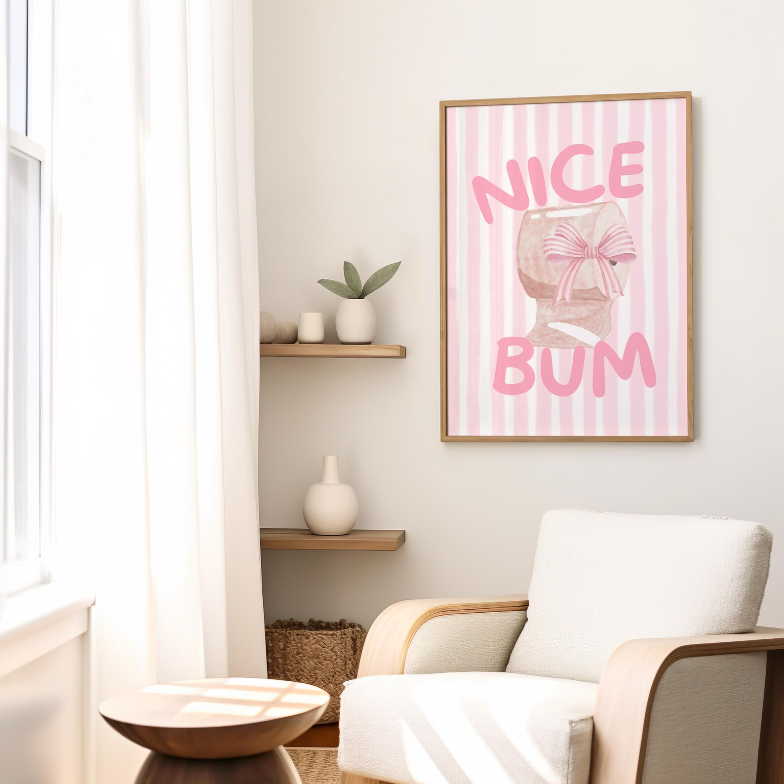 Nice Bum Print | Trendy Aesthetic Girly Wall Art | Funny Bathroom ...