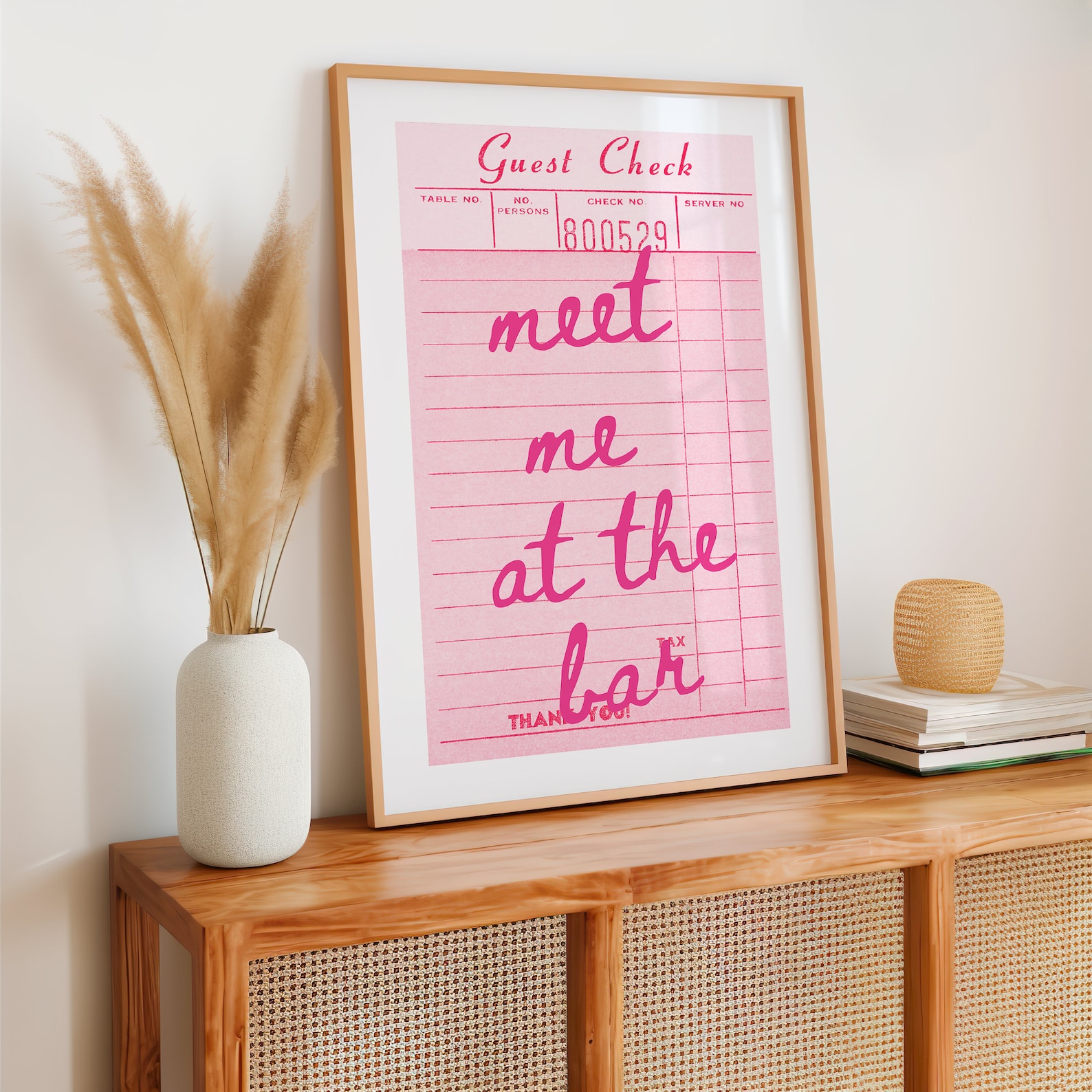 Meet Me at the Bar Print | Pink Guest Check Art (digital Download) - Etsy