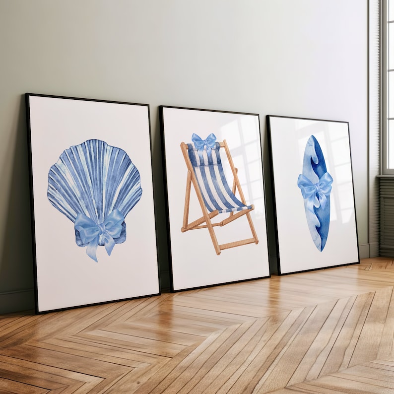 Coastal Print Set | Set of 3 Summer Wall Art | Trendy Coastal Cowgirl ...