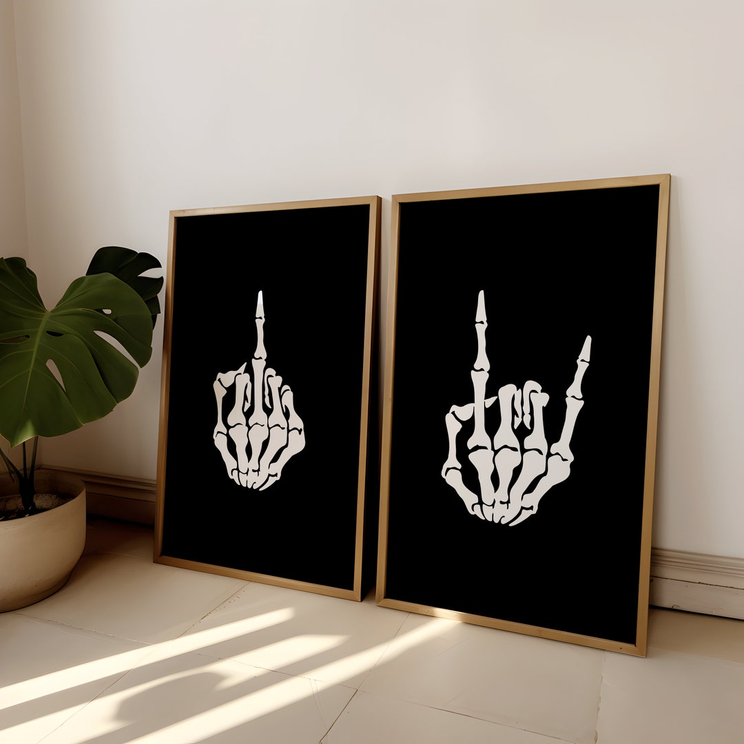 Skeleton Hand Art Print Set | Spooky Halloween Wall Decor (digital ...