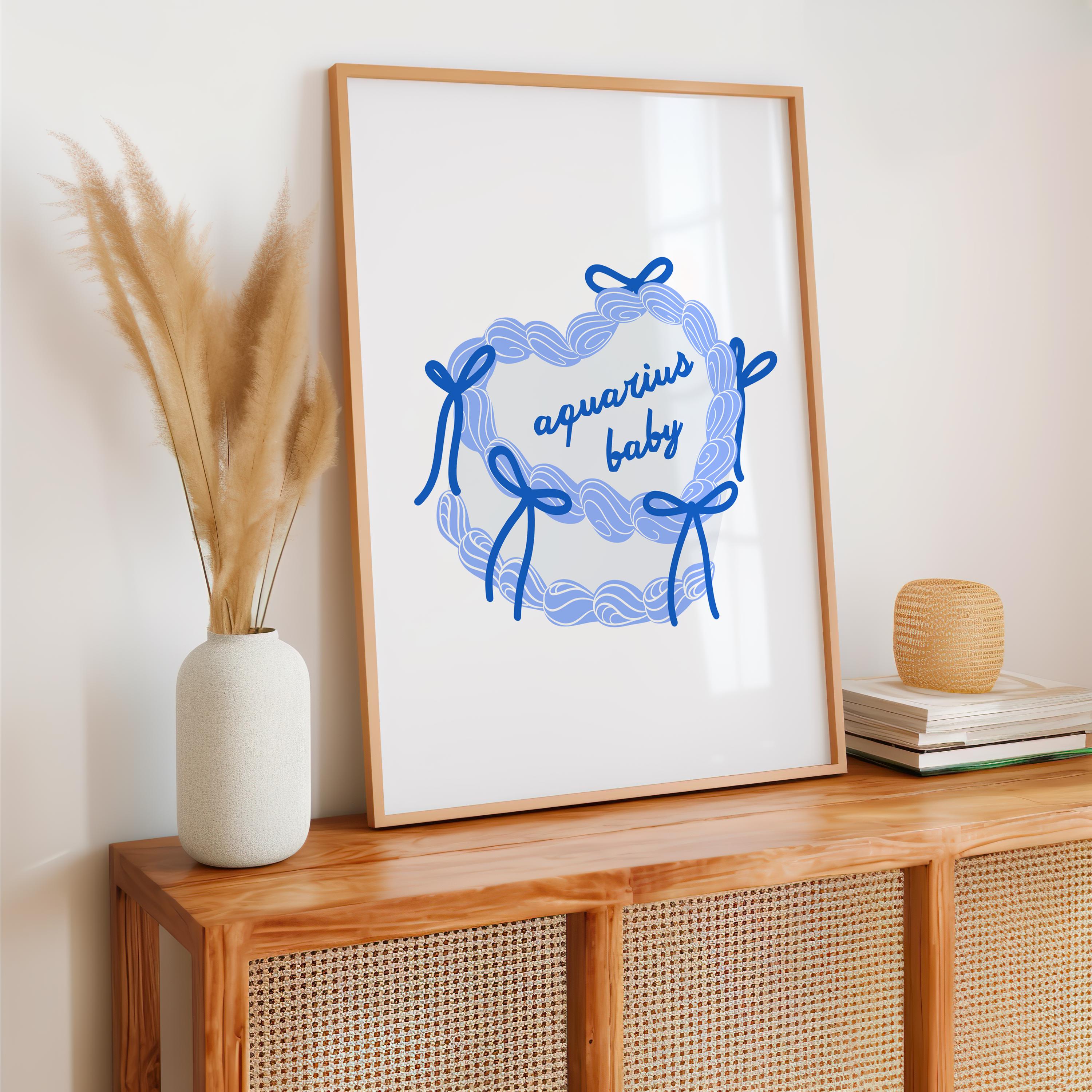 Aquarius Art Print | Girly Wall Art | Blue Preppy Poster | Zodiac ...