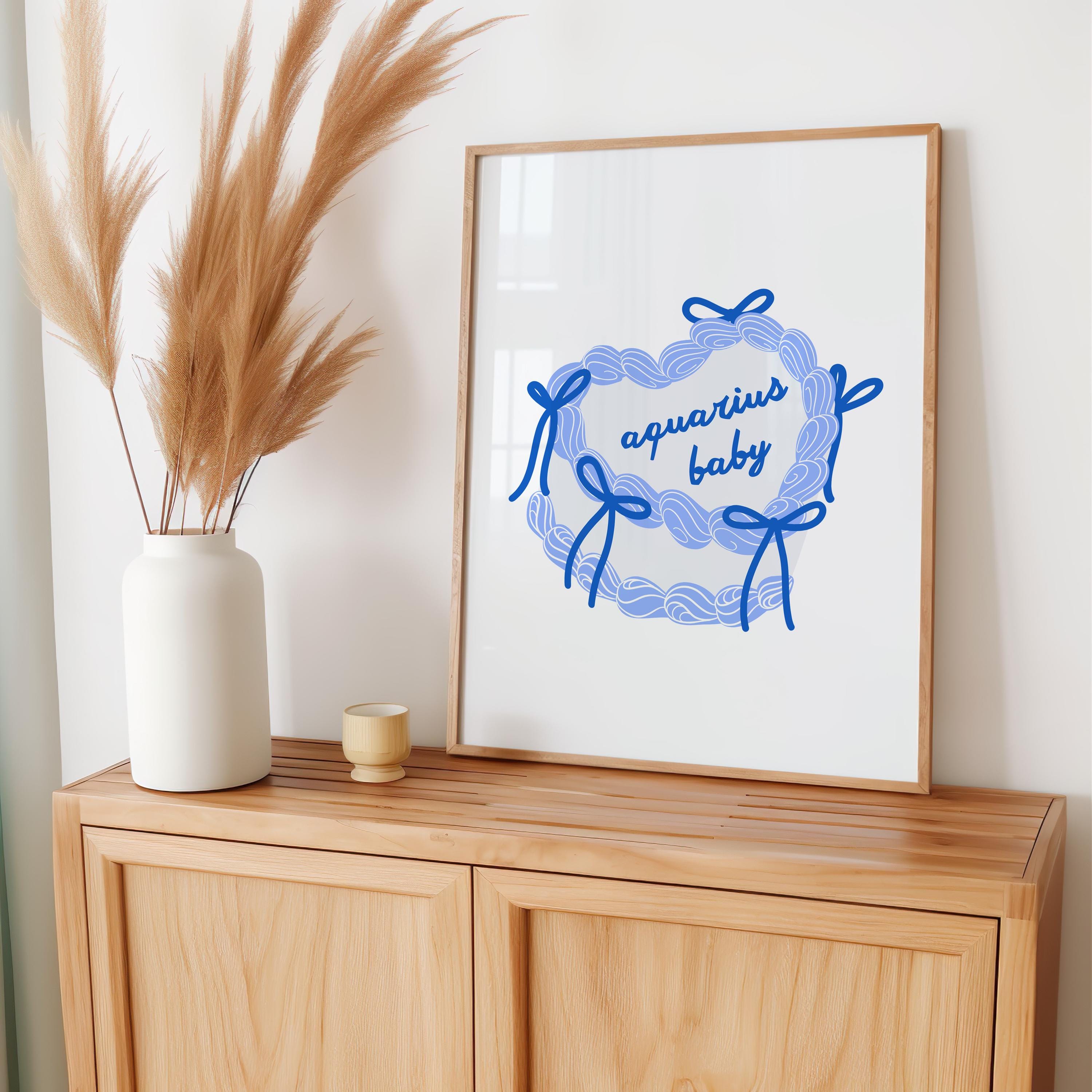 Aquarius Art Print | Girly Wall Art | Blue Preppy Poster | Zodiac ...