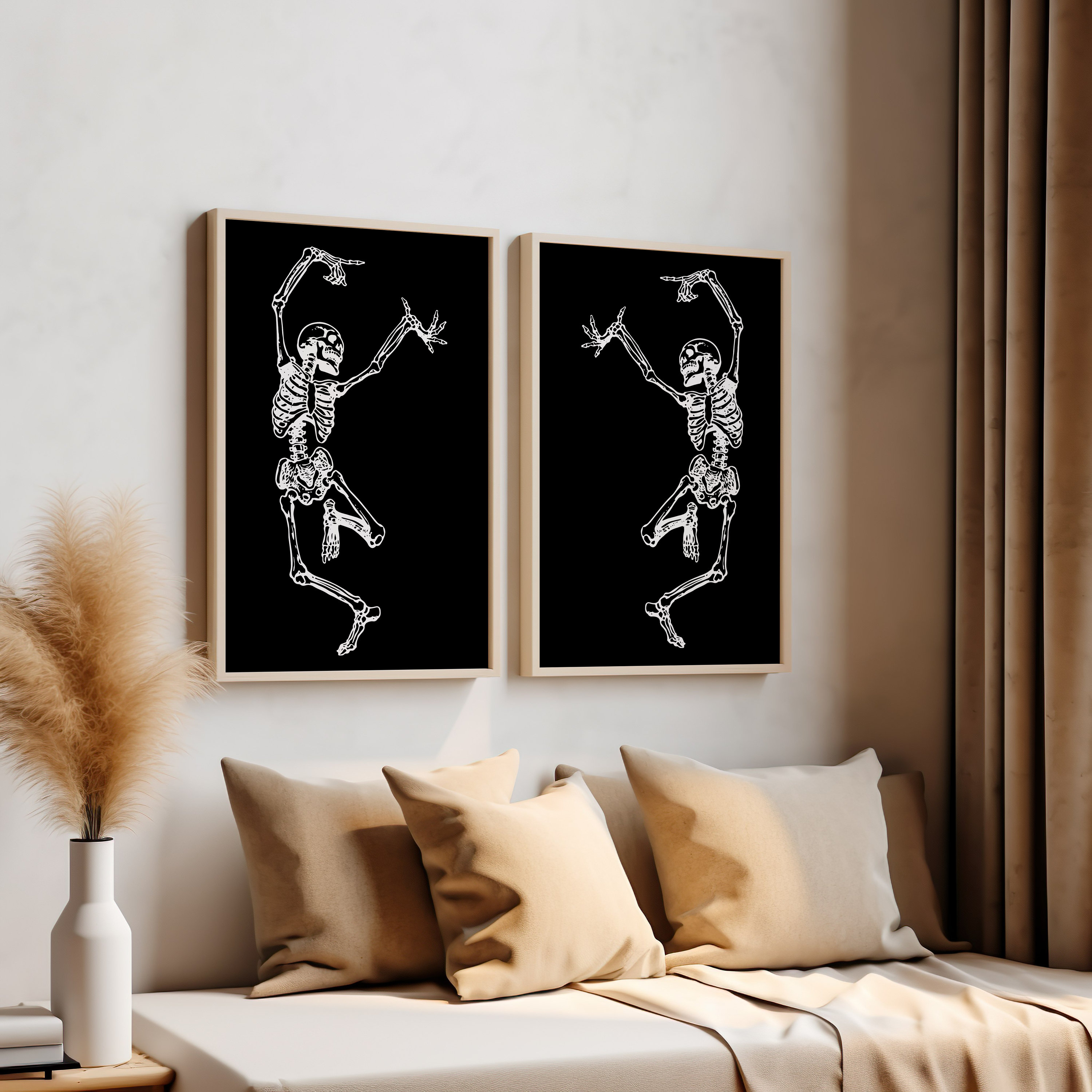 Skeleton Print | Set of 2 Skeleton Print | Set of 2 Halloween Print ...