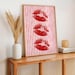 Kiss Lips Wall Art | Trendy Red Preppy Dorm Poster | Dopamine Wall Art ...