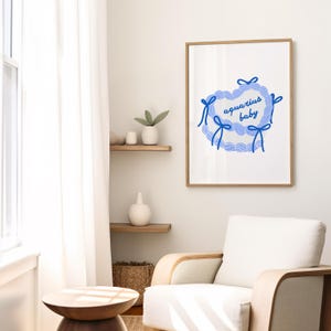 Aquarius Art Print | Girly Wall Art | Blue Preppy Poster | Zodiac ...