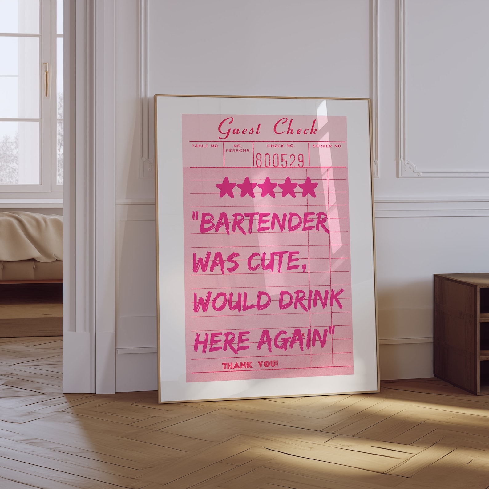 Bartender Was Cute Poster | Trendy Girly Aesthetic Bar Cart Print ...