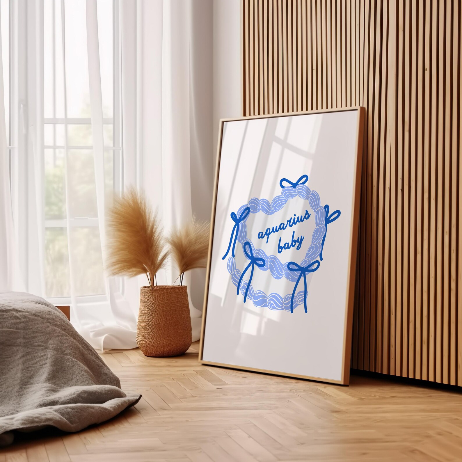 Aquarius Art Print | Girly Wall Art | Blue Preppy Poster | Zodiac ...