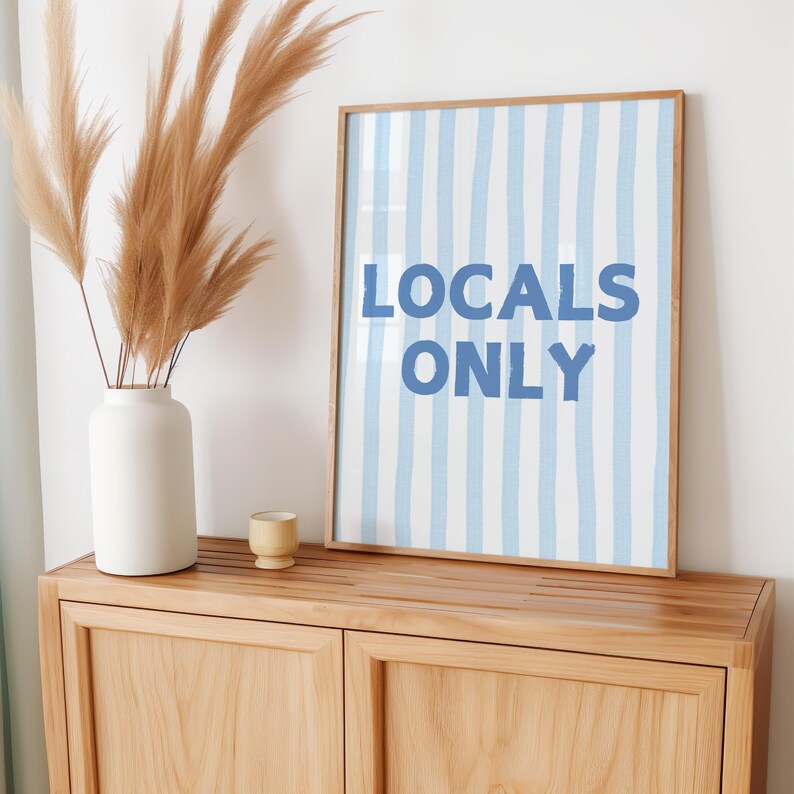 Locals Only Print | Blue Coastal Wall Art (digital Download) - Etsy