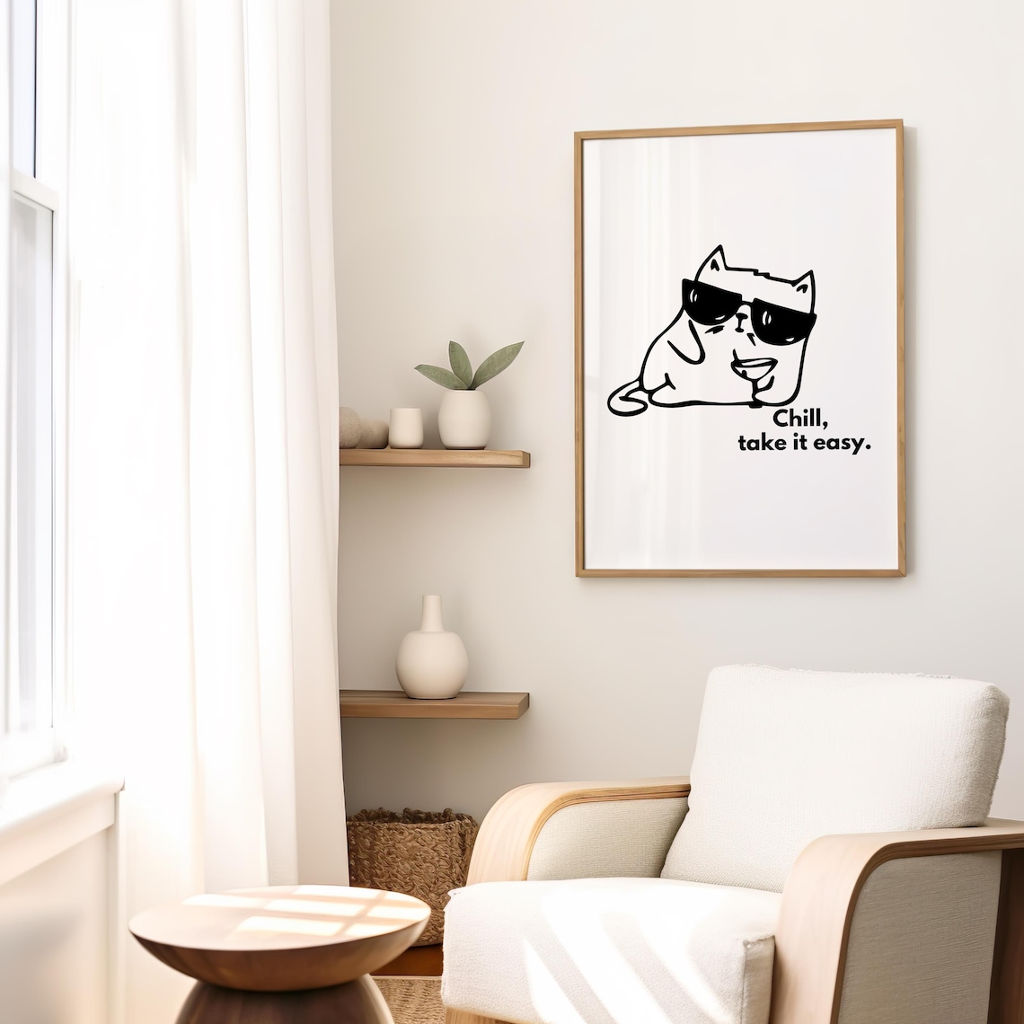 Take It Easy Print | Chill Print | Chill Vibes Poster | Trendy Cat ...