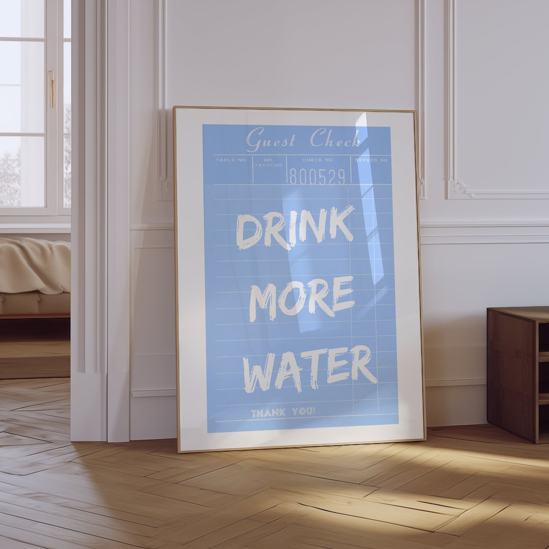Drink Water Print | Trendy Retro Kitchen Poster | Guest Check Print ...