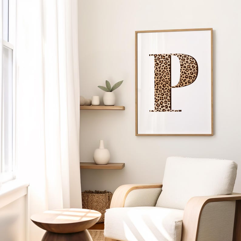 Leopard Print Letter P Poster | Girly Wall Art (digital Download) - Etsy