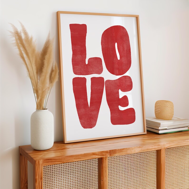 Love Print | Retro Love Poster | Preppy Aesthetic Typography Wall Art ...