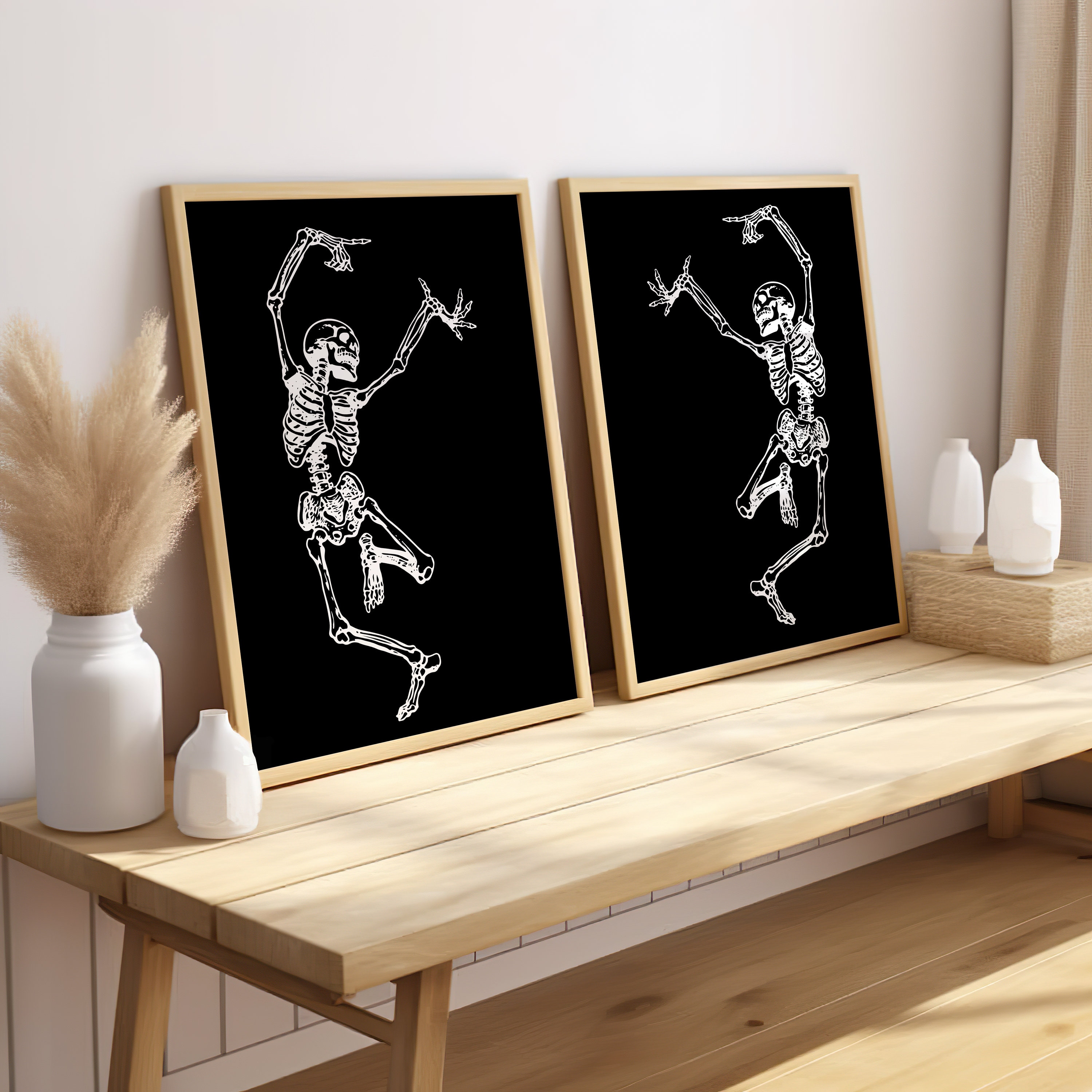Skeleton Print | Set of 2 Skeleton Print | Set of 2 Halloween Print ...