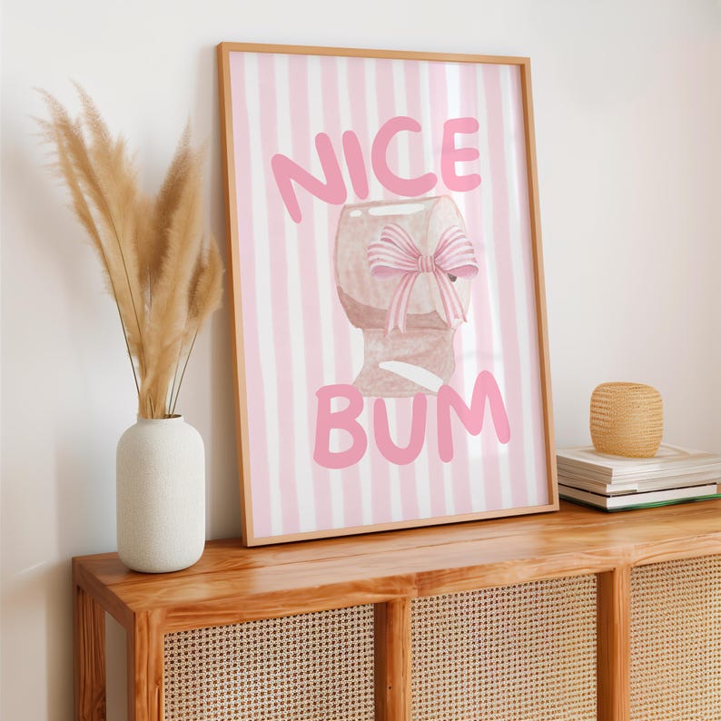 Nice Bum Print Trendy Aesthetic Girly Wall Art Funny Bathroom Poster ...