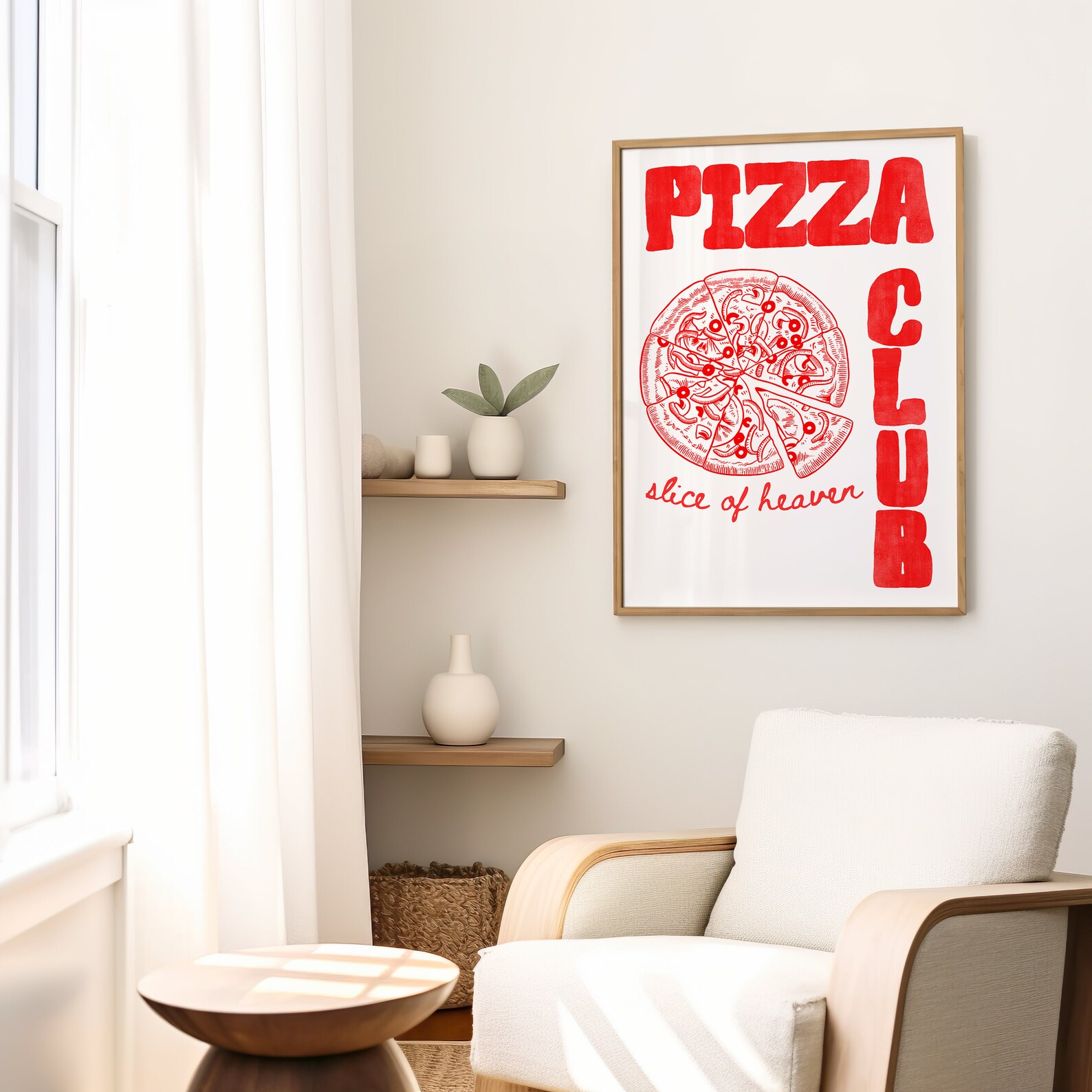Pizza Print | Trendy Kitchen Poster | Retro Pizza Poster | Cute Food ...