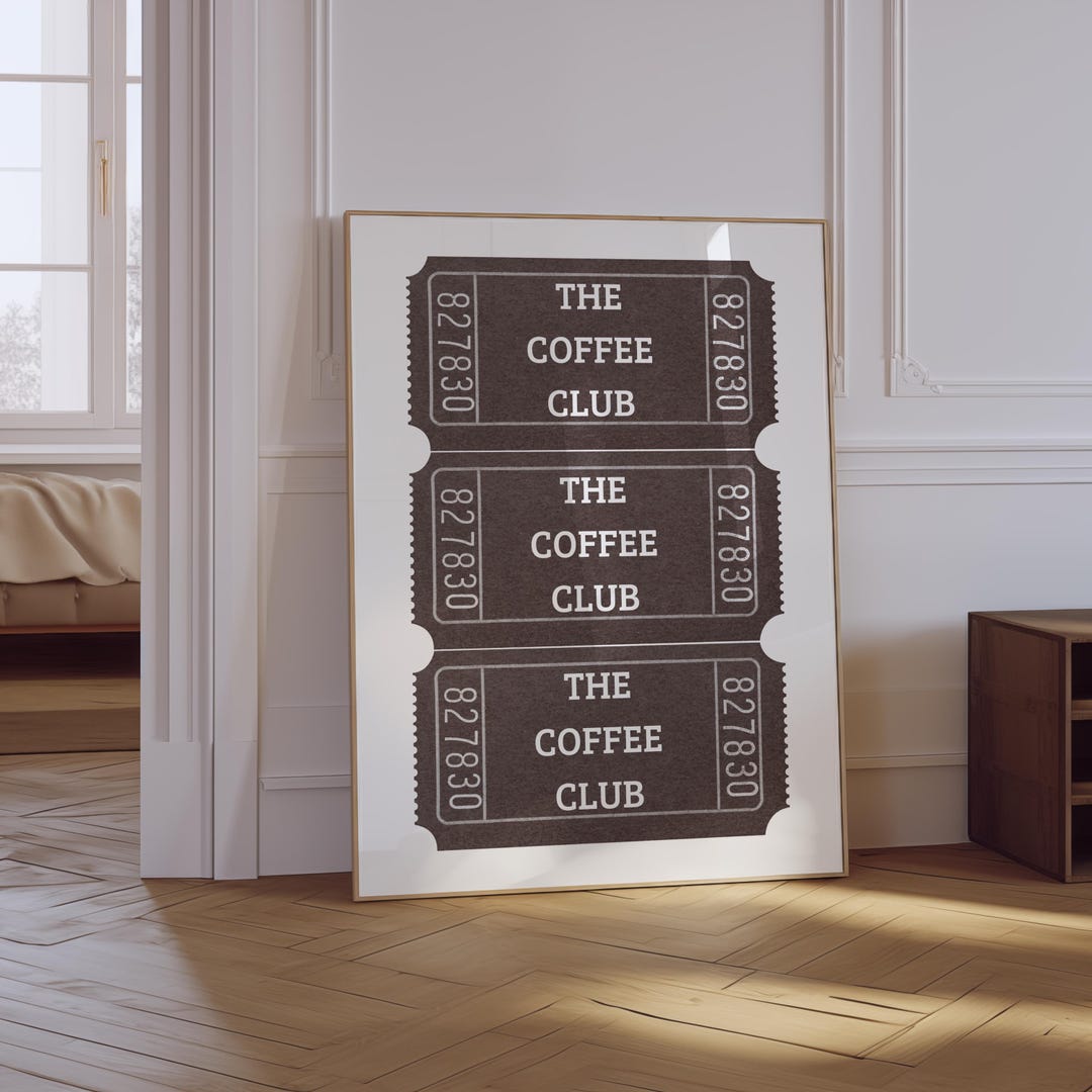 Coffee Club Ticket Poster | Trendy Coffee Bar Art (digital Download) - Etsy