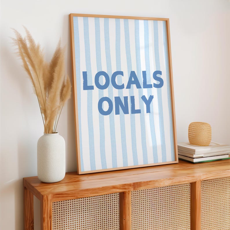Locals Only Print | Blue Coastal Wall Art (digital Download) - Etsy