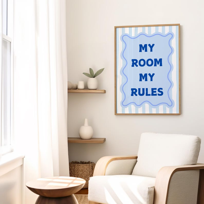 My Room My Rules Poster | Children's Room Print | Funny Kids Bedroom ...