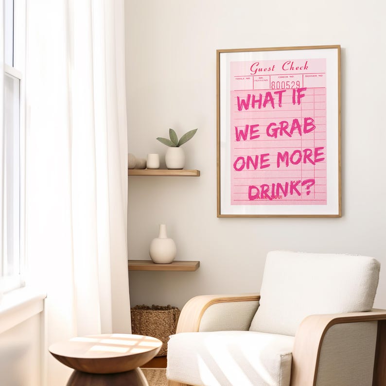 What If We Grab One More Drink Print | Guest Check Print | Retro ...