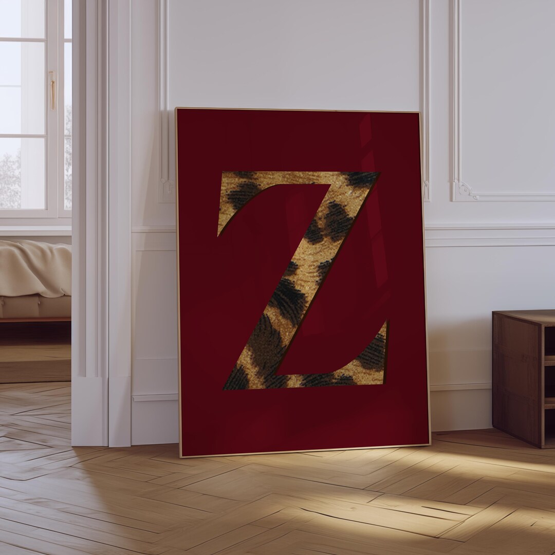 Letter Z Poster: Girly Maximalist Leopard Physical Print - Etsy