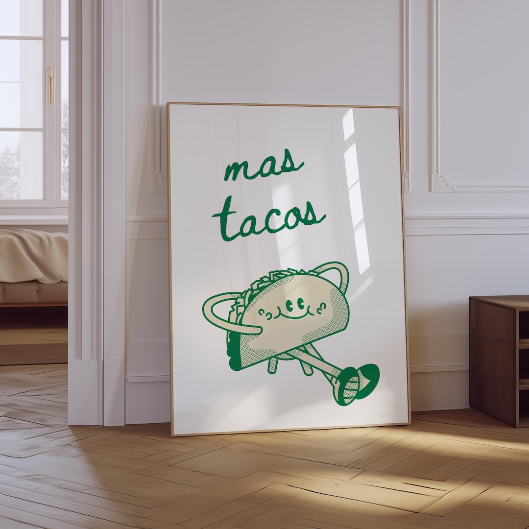 Taco Print | Mexican Wall Art | Retro Spanish Kitchen Decor | Mexico ...