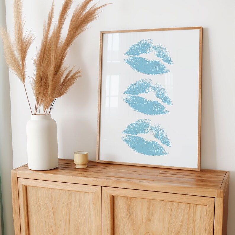 Blue Lips Wall Art | Trendy Preppy Dorm Decor (digital Download) - Etsy