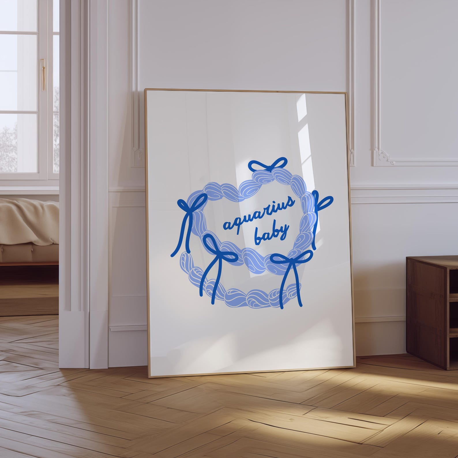 Aquarius Art Print | Girly Wall Art | Blue Preppy Poster | Zodiac ...