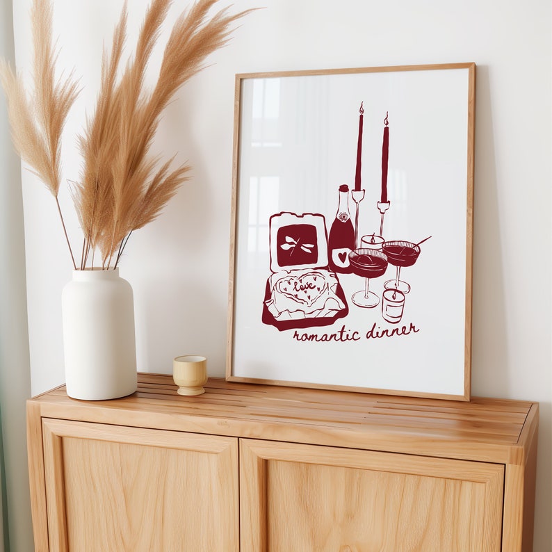Dinner Party Art Print | Aesthetic Kitchen Decor | Modern Dining Room ...
