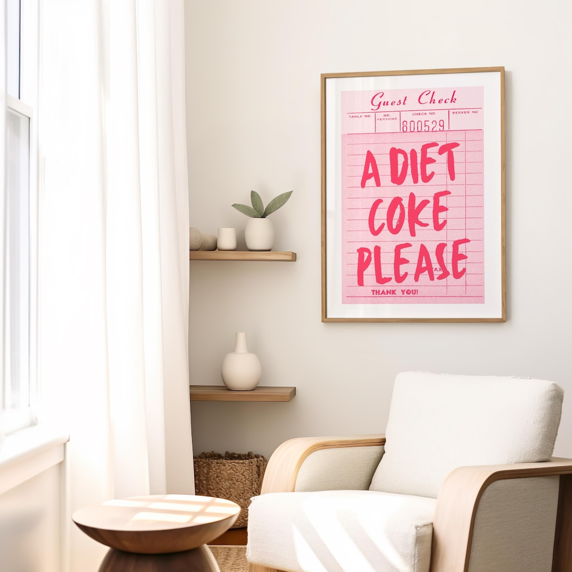Diet Coke Print | Guest Check Poster | Dining Room Wall Art | Trendy ...