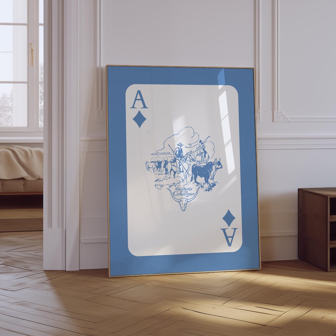 Cowboy Playing Card Poster | Rodeo Playing Card Print | Vintage Western ...