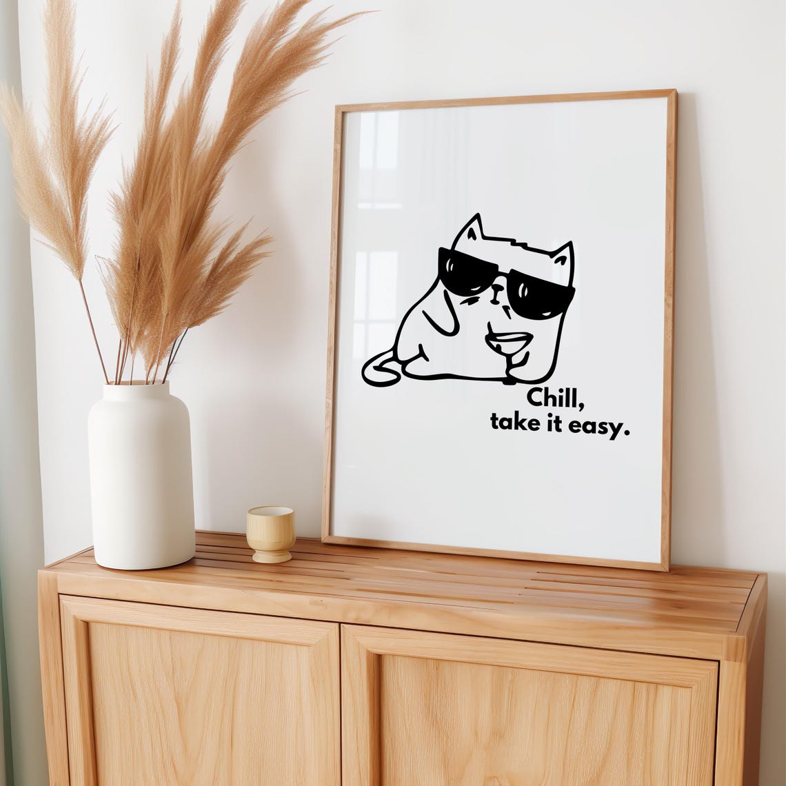 Take It Easy Print | Chill Print | Chill Vibes Poster | Trendy Cat ...