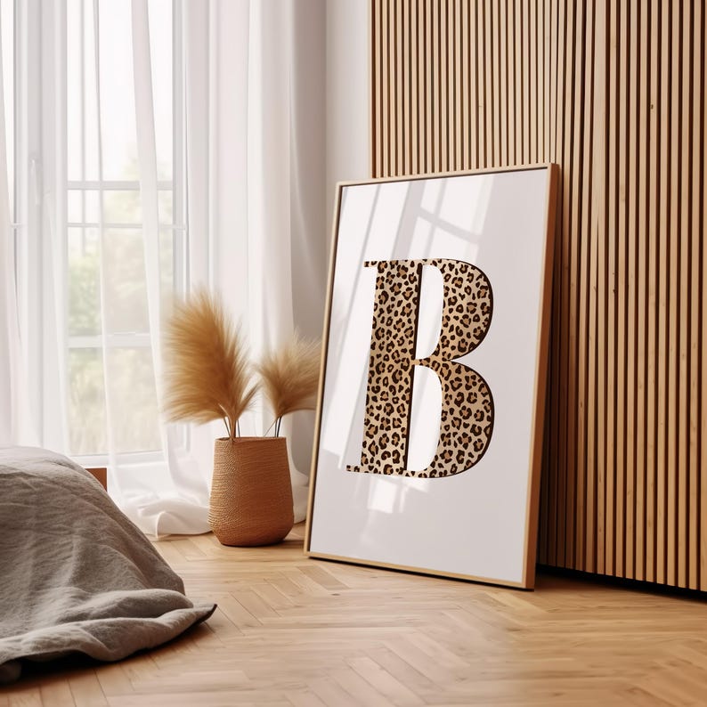 B Letter Print | Leopard Letter Print | Maximalist Wall Decor | Girly ...