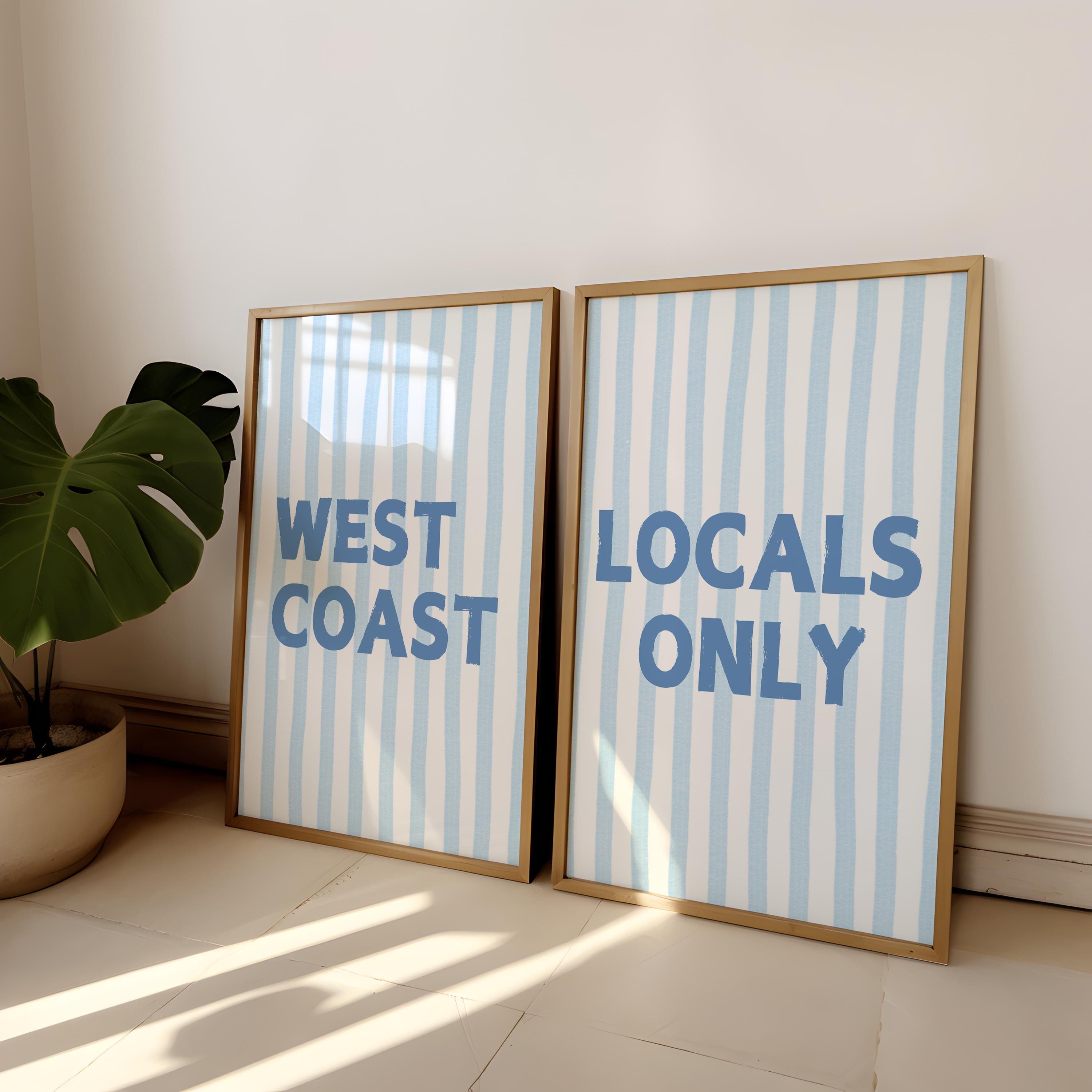 West Coast Print | Locals Only Print | Trendy Blue Coastal Set of 2 ...