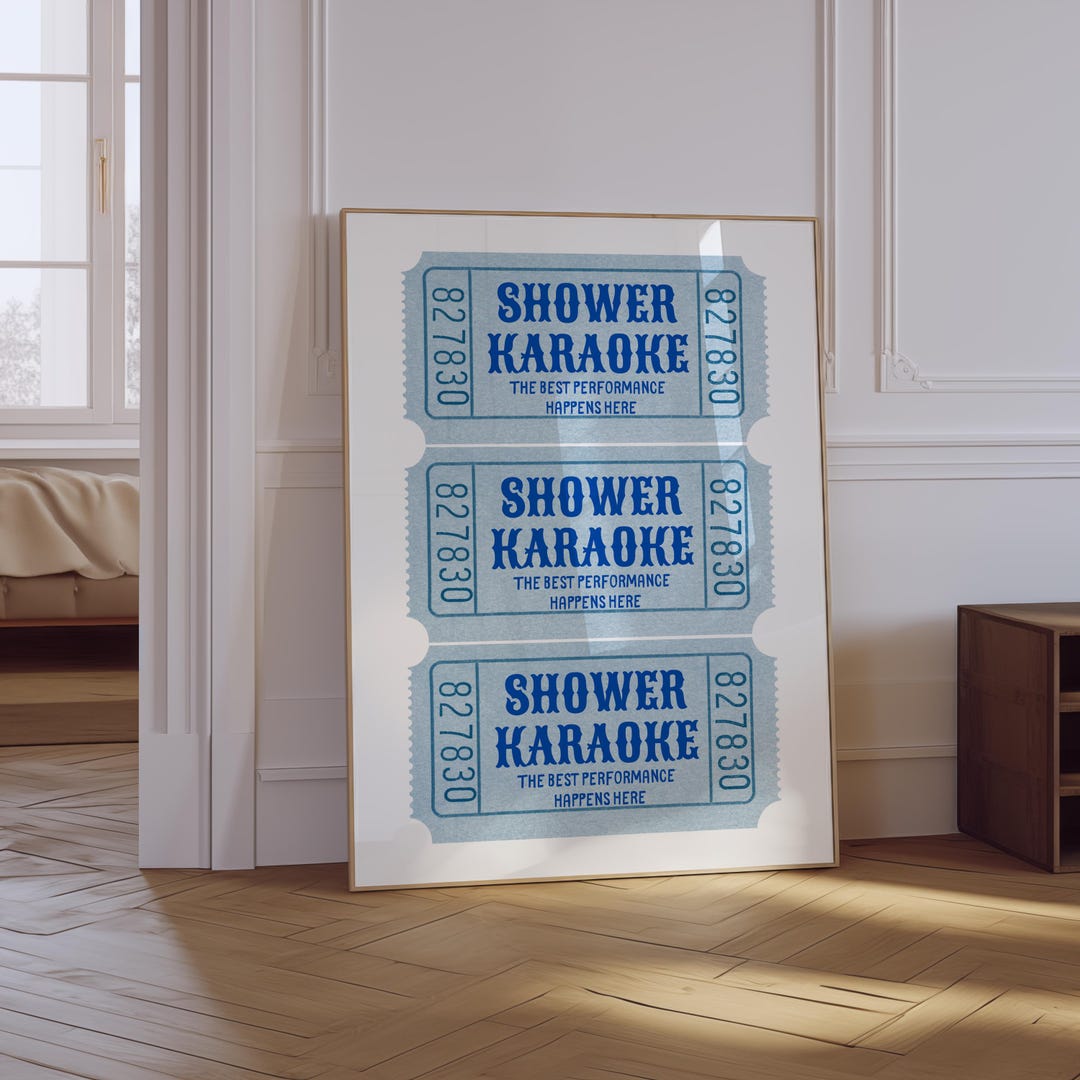 Shower Karaoke Ticket Print | Bathroom Aesthetic Poster | Trendy Funny ...