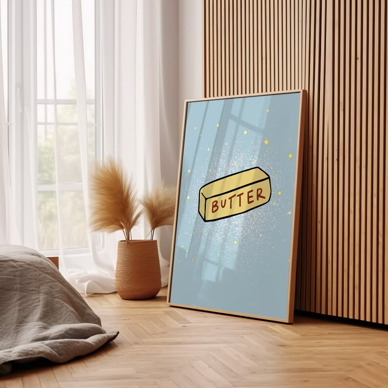Butter Print | Funny Food, Blue Kitchen Art (digital Download) - Etsy