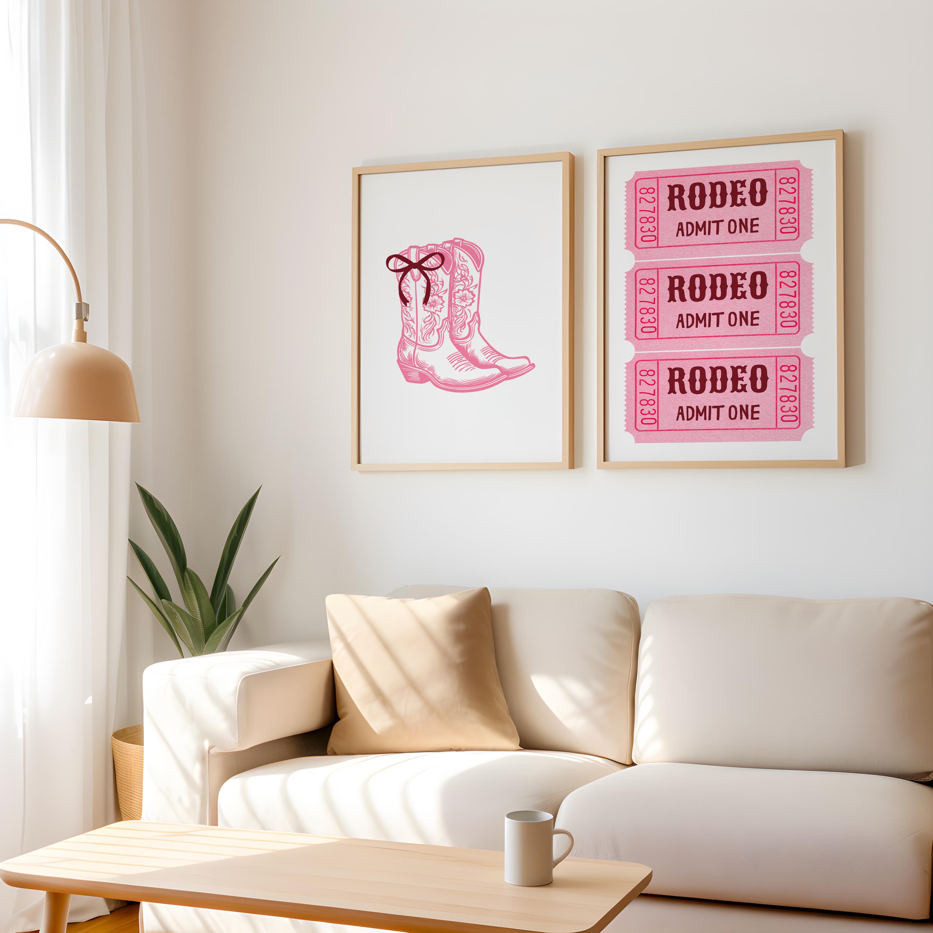Rodeo Ticket Print | Pink Coquette Cowgirl Boots Print | Trendy ...