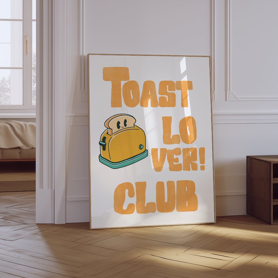 Retro Toast Lover Club Print | Trendy Kitchen Art (digital Download) - Etsy