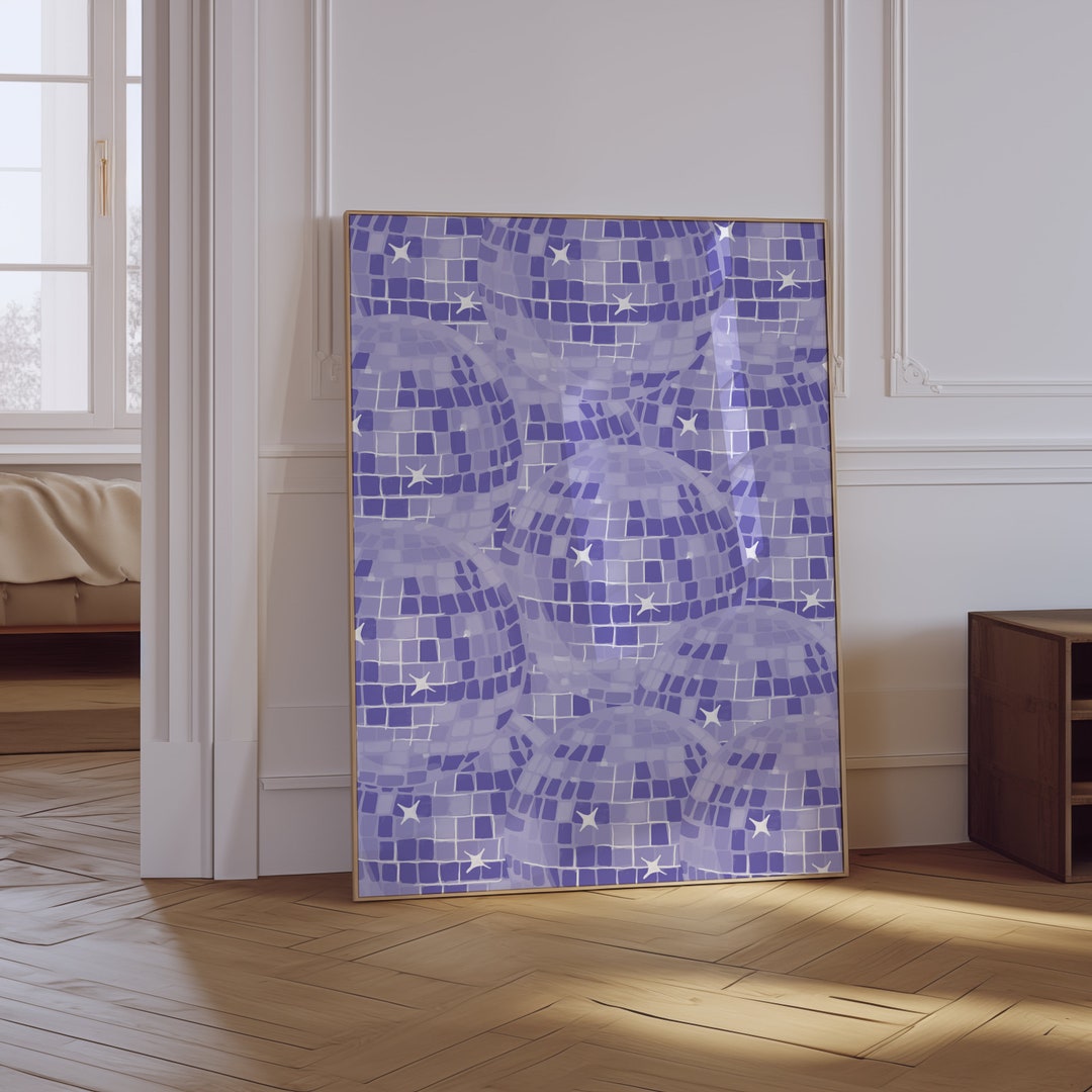 Disco Ball Print | Preppy Purple Disco Ball Print | Disco Bachelorette ...