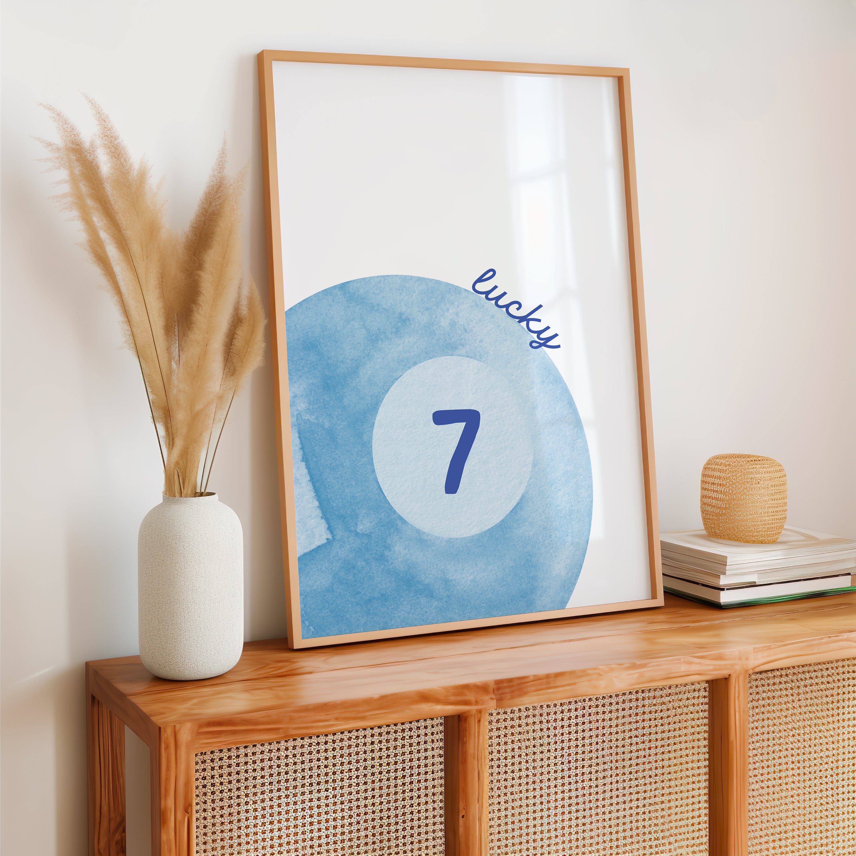 Vintage Pool Ball Print | Lucky Ball Wall Art | Retro Hand Drawn Poster ...