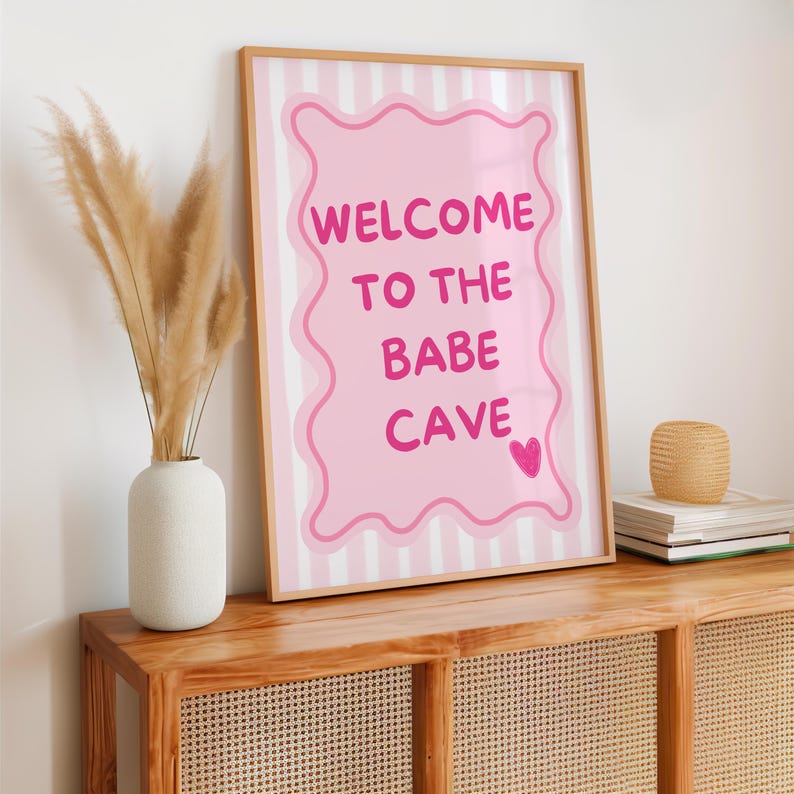 Welcome to the Babe Cave Print | Aesthetic Preppy Poster | Girly Preppy Dorm Art Print | Babe ...