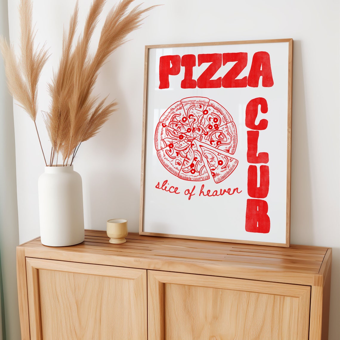 Pizza Print | Trendy Kitchen Poster | Retro Pizza Poster | Cute Food ...