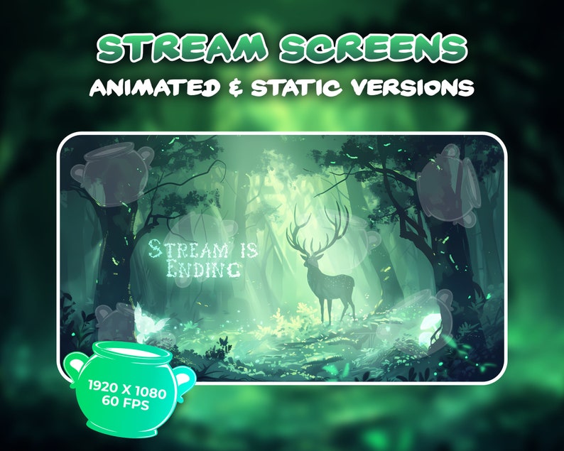 Animated Glowing Magical Forest Stream Screens, Streaming Scenes ...