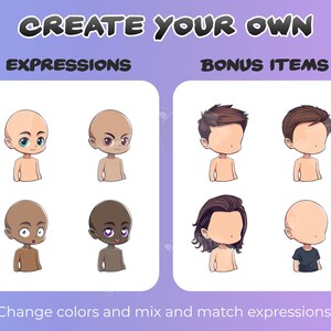 Pngtuber Base, DIY Premade PNG Tuber, Draw Your Own Male Chibi ...