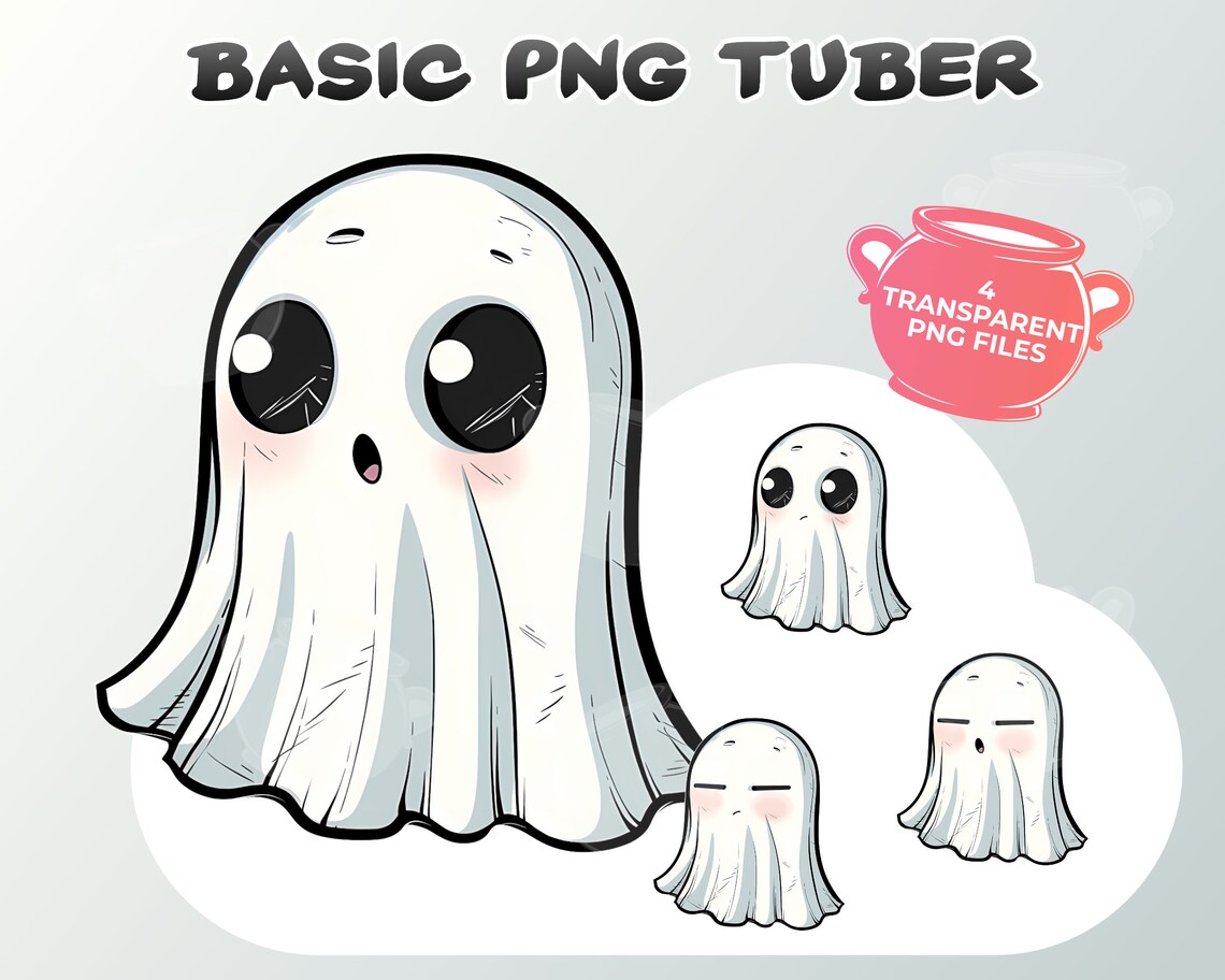 Basic Pngtuber Ghost 3, 4 Transparent Pngs, Animated Kawaii Halloween ...