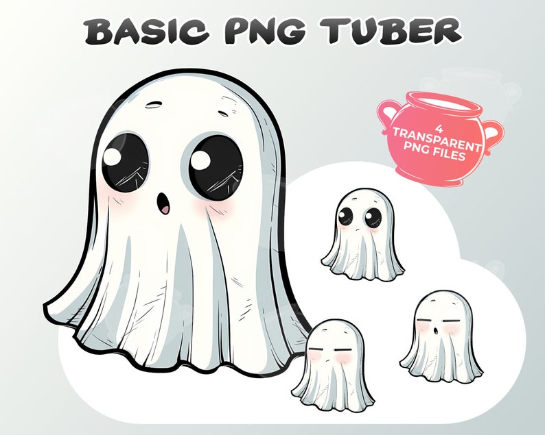 Basic Pngtuber Ghost 3, 4 Transparent Pngs, Animated Kawaii Halloween ...