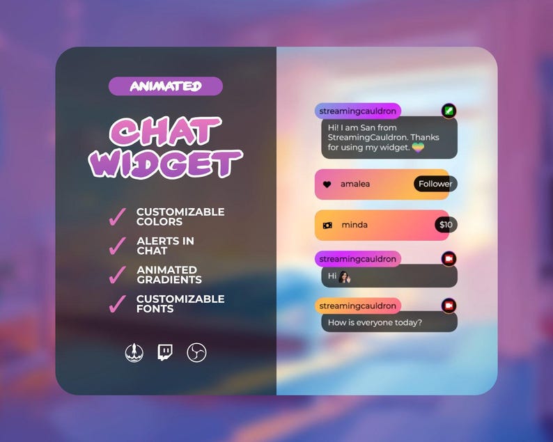 Customizable Chat Widget for Twitch Streamers | Animated Chatbox ...