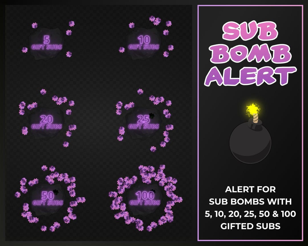 Gifted Subs Stream Alerts, Animated Sub Bomb Alert for Twitch Streams ...